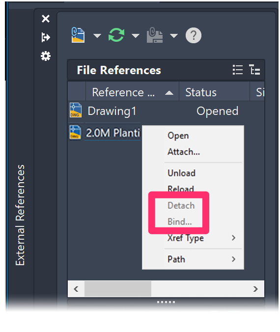 Unable To Bind An Xref To A Drawing