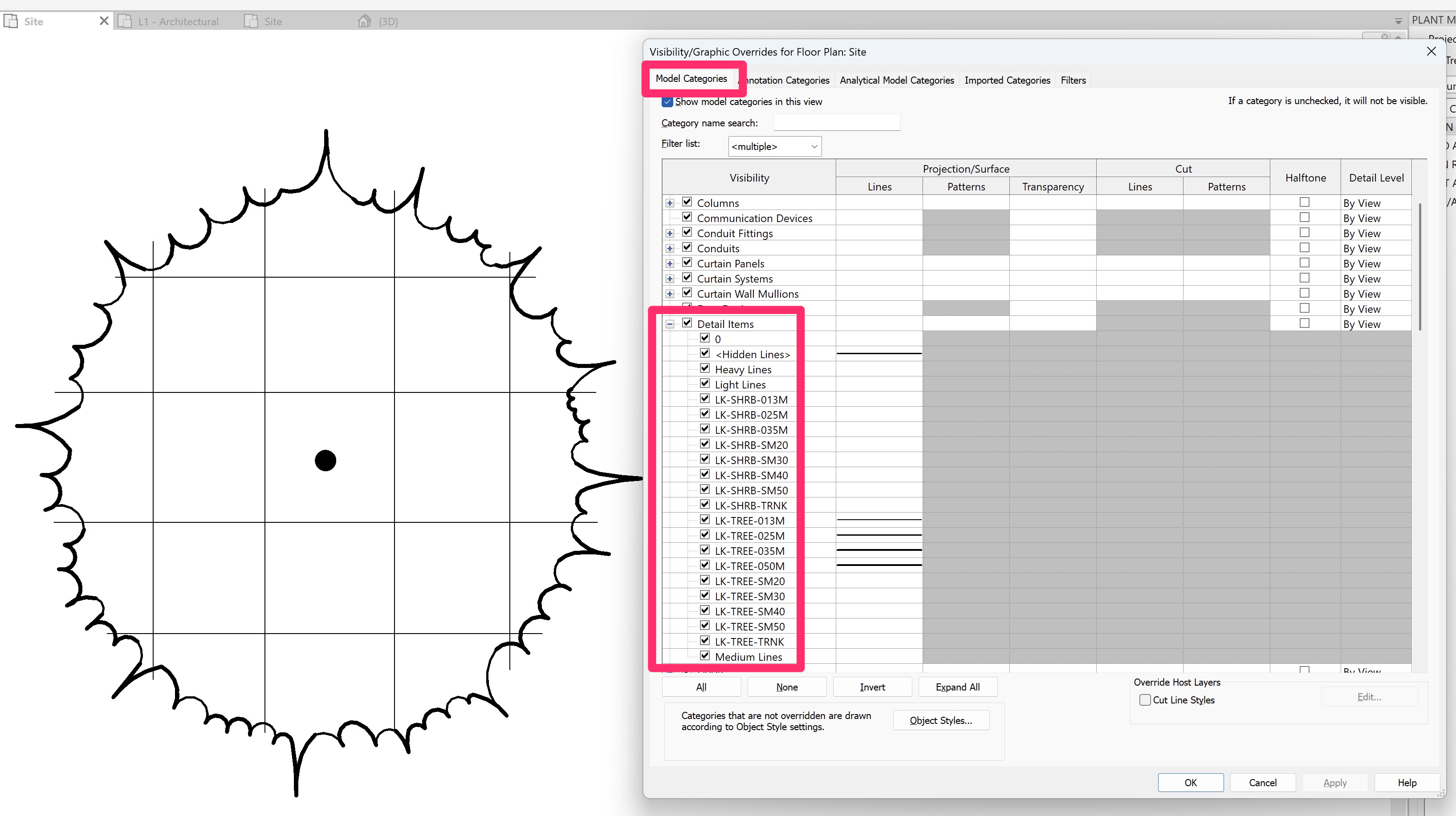 Change the Lineweights and Colors of Revit® Planting F/X Plan View Symbols
